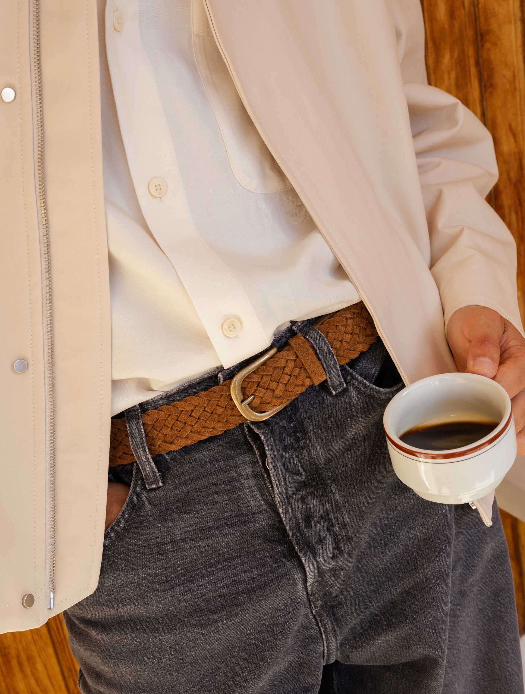 Men's camel braided suede belt | Faro Camel | Bobbies