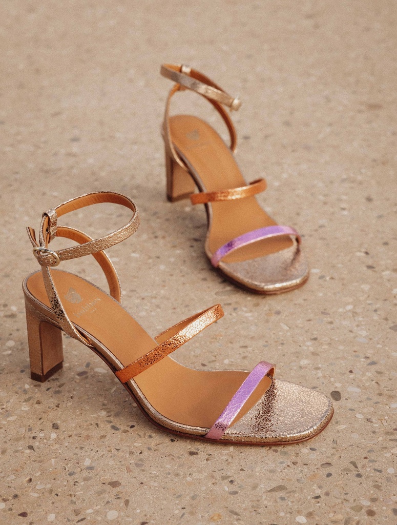 Casey Candy Wrappers - High-heeled sandals with thin straps in gold ...