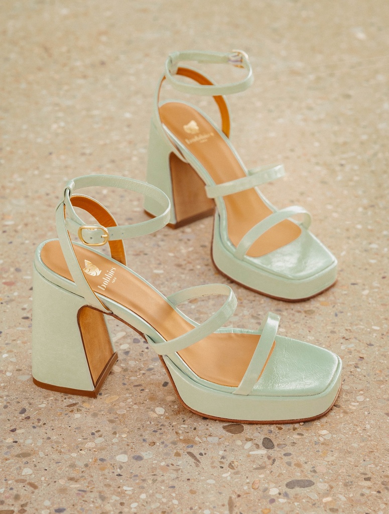 Leny Iced Mint - Sandales à plateformes et talons hauts en cuir vert ...