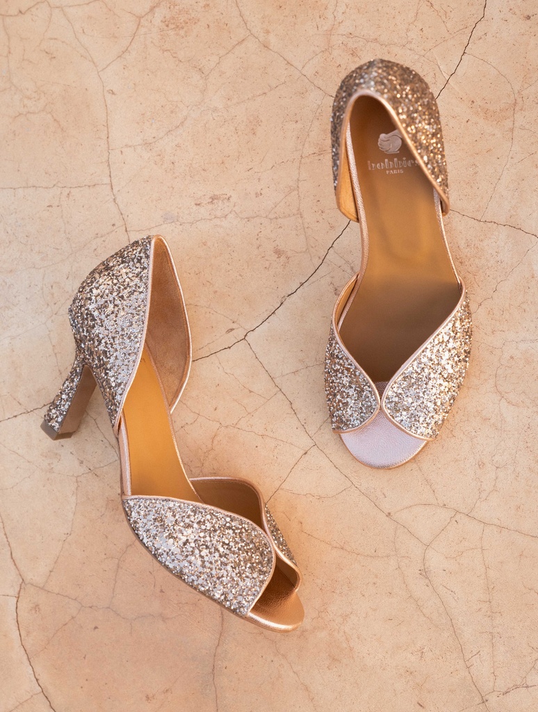 Tango Éclats de Rose - Escarpins à bout ouvert à talons mi-hauts en ...