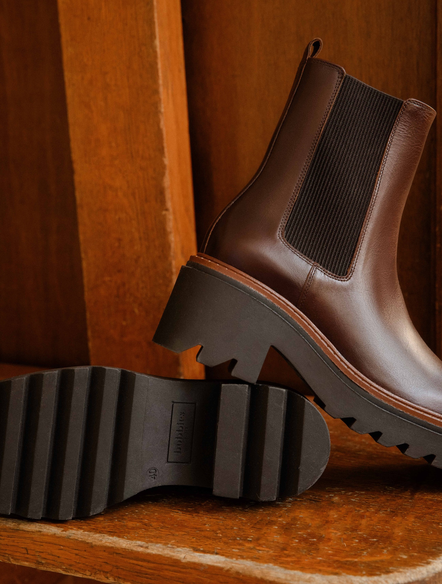 Cameron Irish Coffee - Chelsea boots with chunky sole in brown leather ...