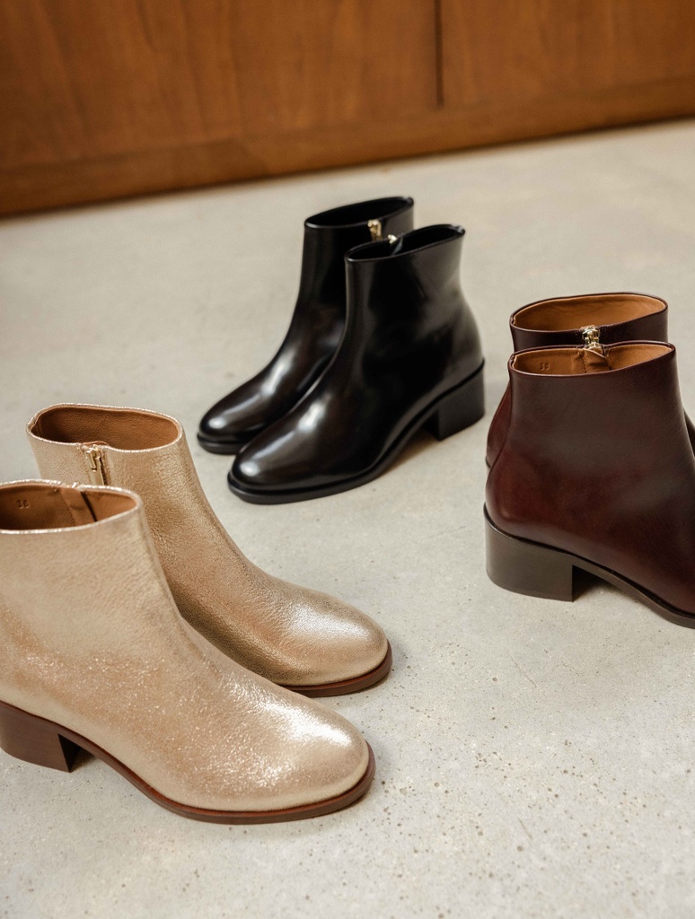 Léa Irish Coffee - Mid-heel ankle boots in brown leather - Bobbies - Women