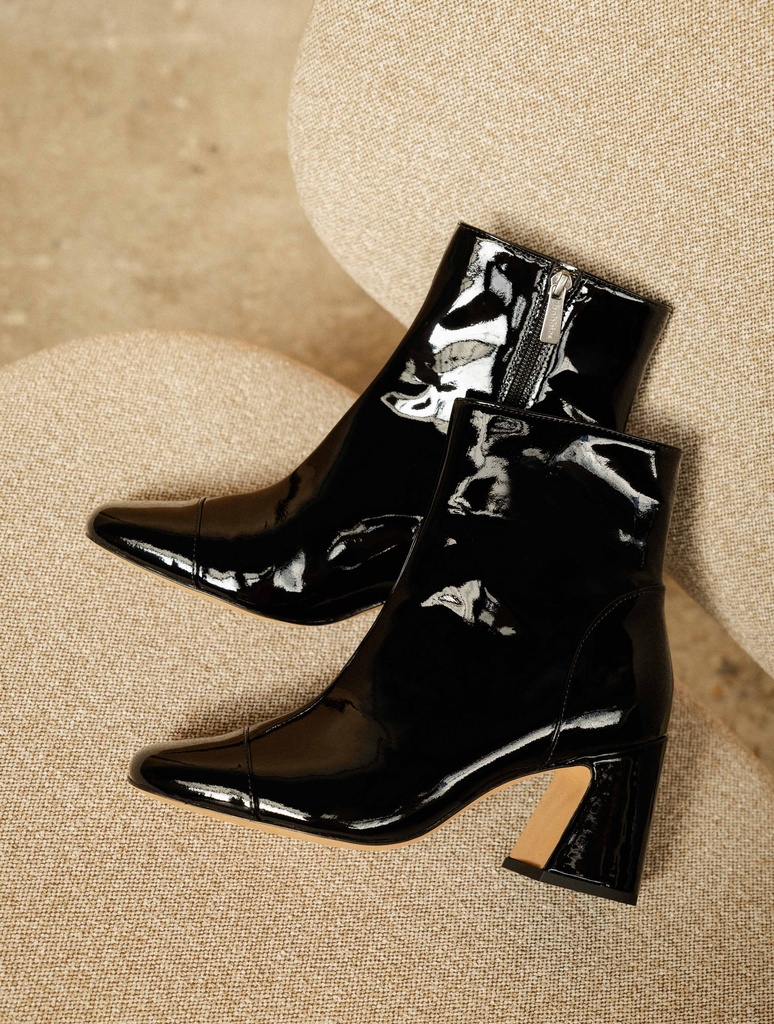 Aline Noir Laqué - High heel boots in black patent leather