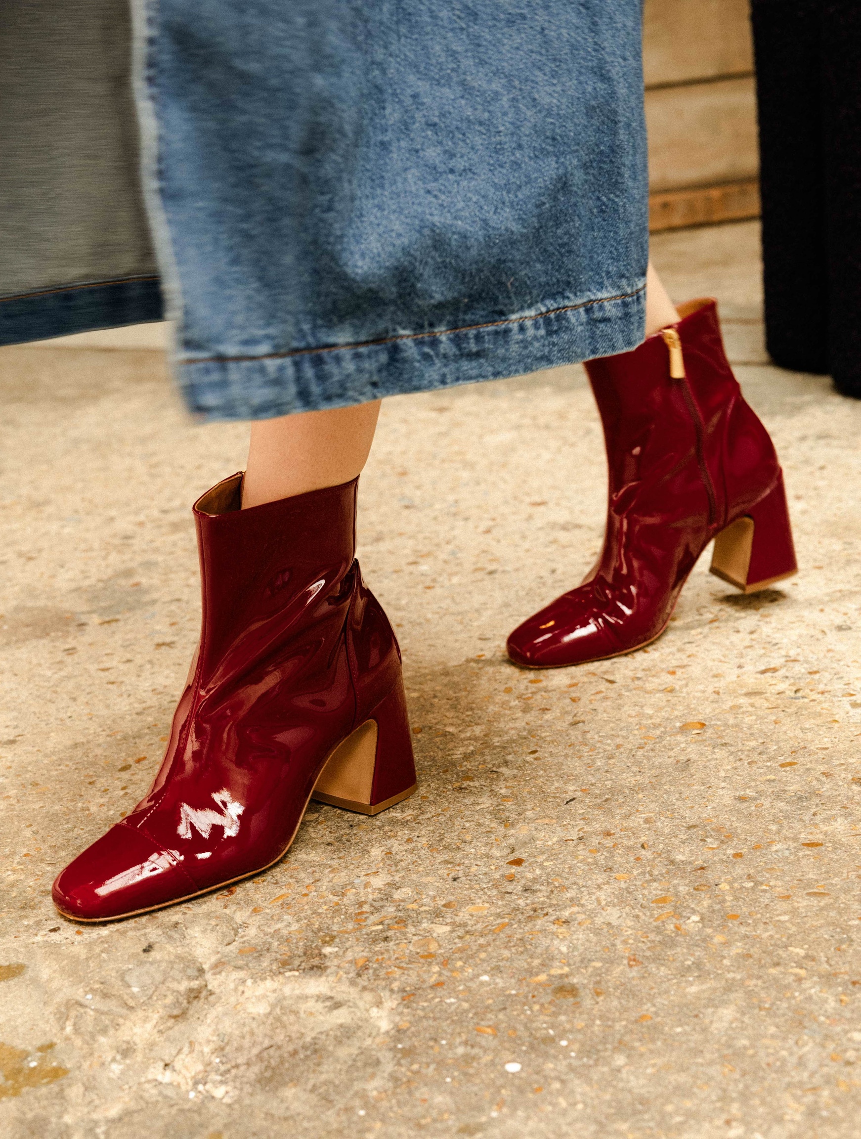 Aline Rubis - High heel boots in red patent leather