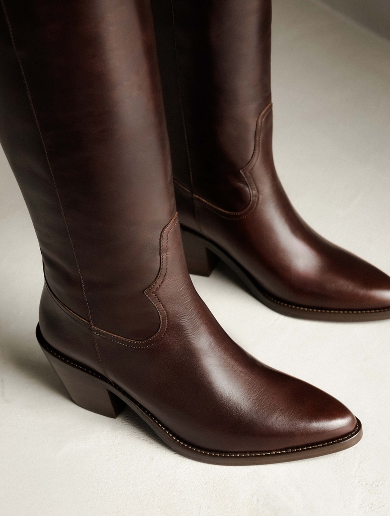 Dolores Irish Coffee - Santiag western cowboy pointed-toe knee high ...
