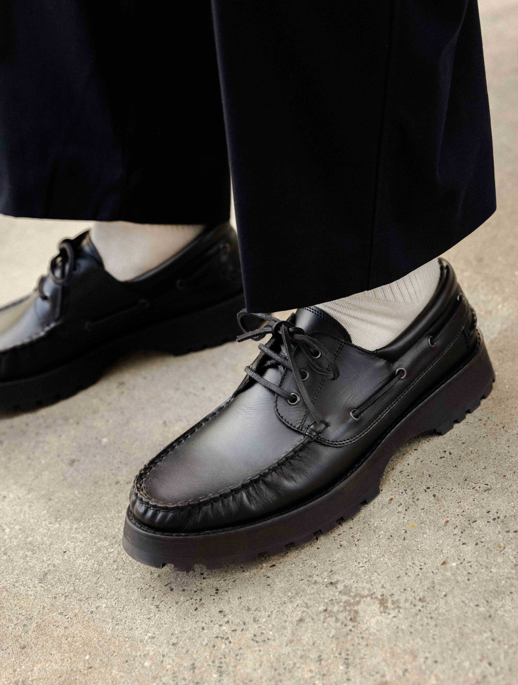 Leif Noir Intense - Chaussure bateau avec semelle crantée en gomme ...