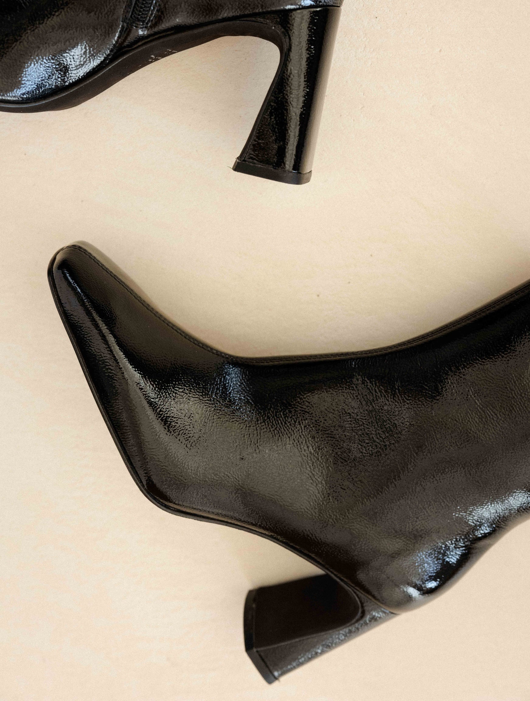 Women’s square tip leather ankle boots brown | Hazel Vinyl Black | Bobbies