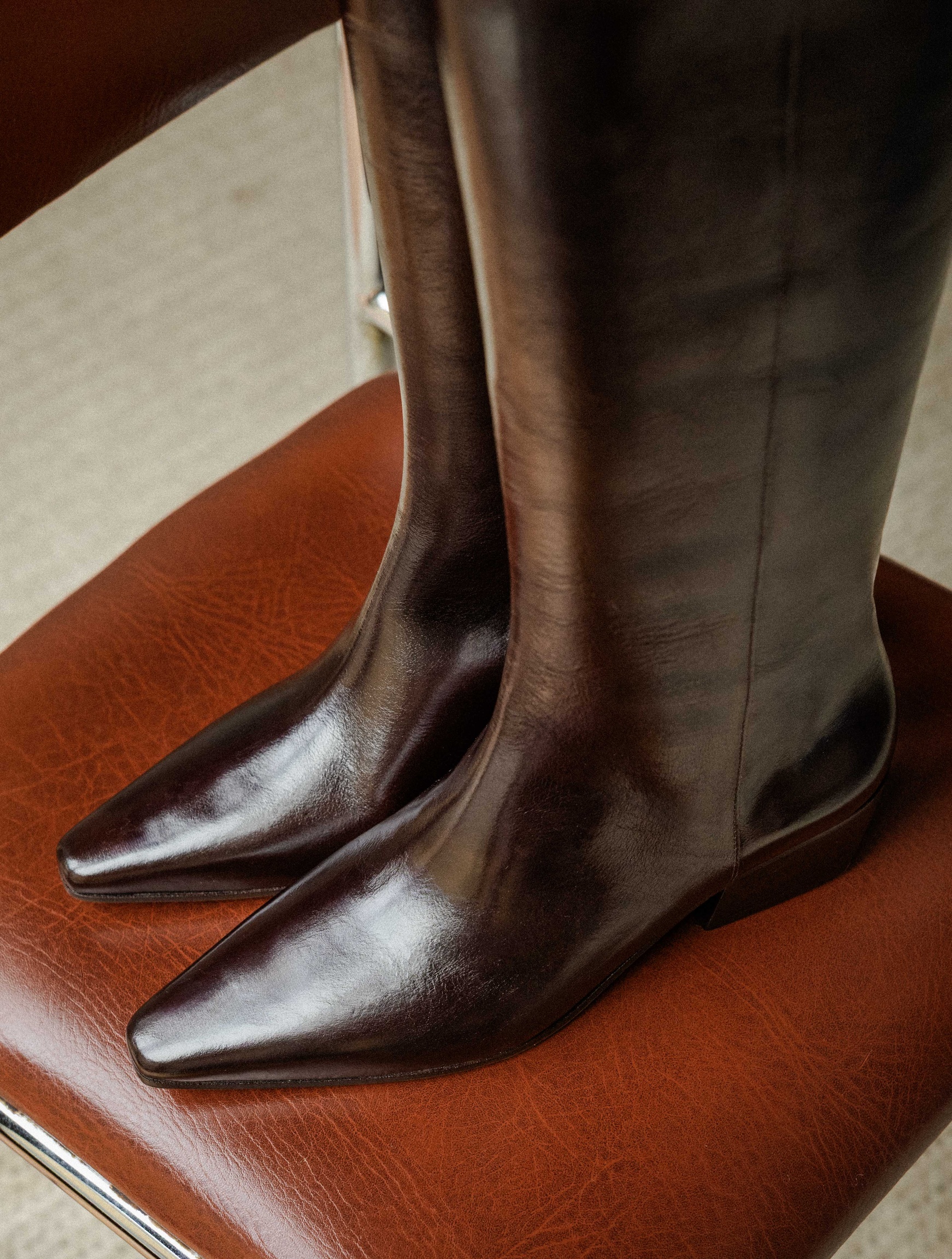 Women’s mid heel western leather boots brown | Mabel Espresso | Bobbies