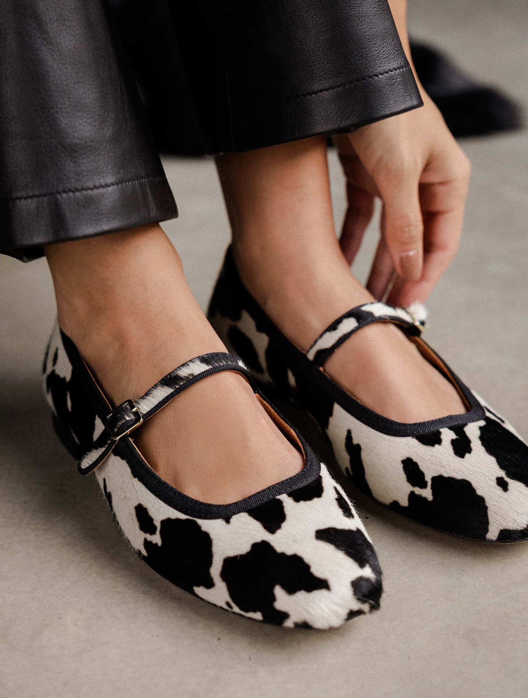 Nova Holstein - Ballet flats with strap in pony-style cowhide leather