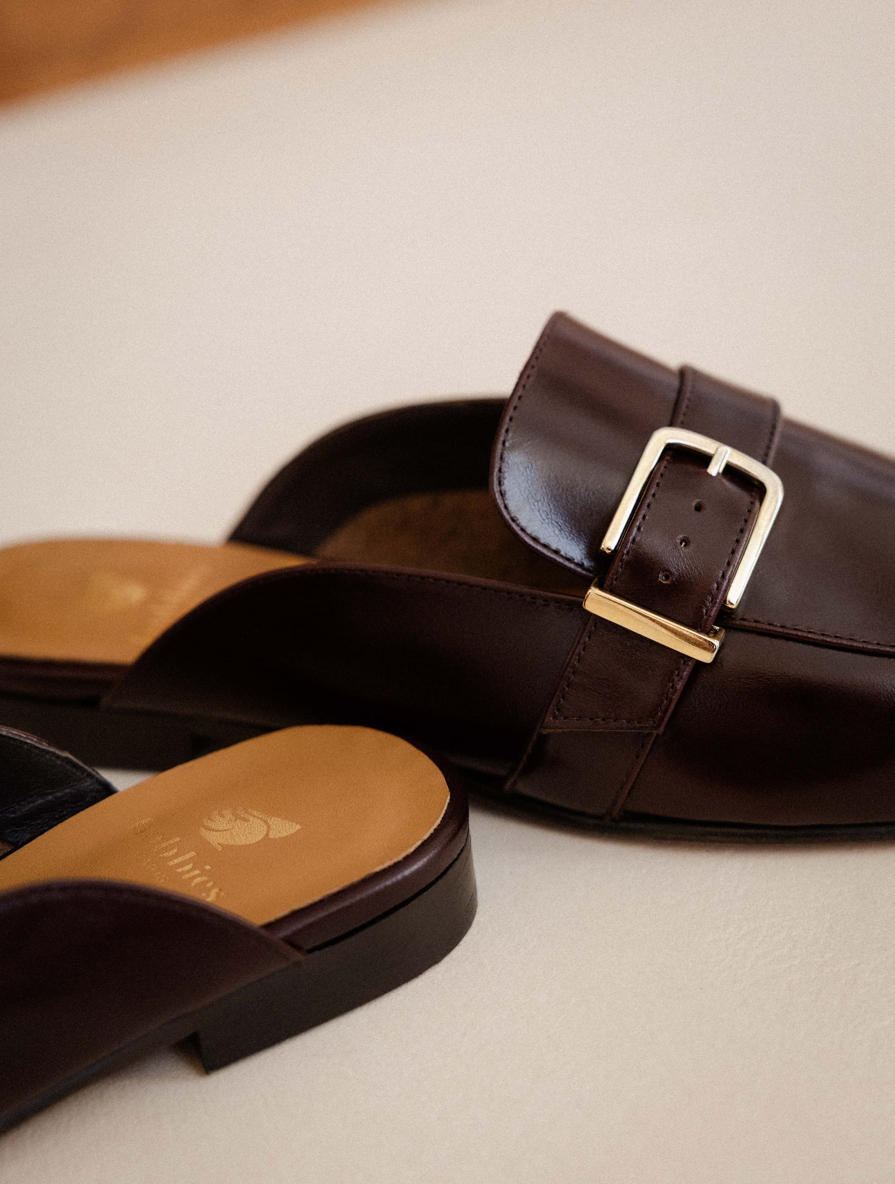 Posie Irish Coffee - Women horsebit mule loafers in brown leather